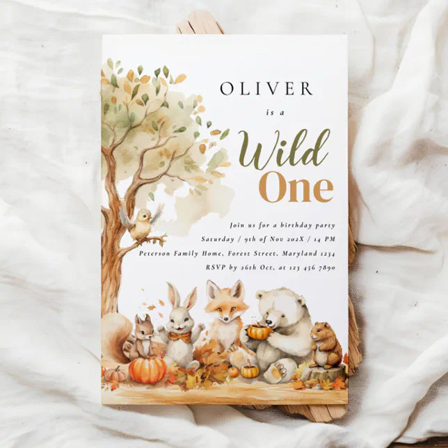 Watercolor Woodland Animals 1st Birthday Invitation | Zazzle