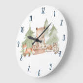 Watercolor Woodland Forest Animals Nursery Bedroom Large Clock | Zazzle