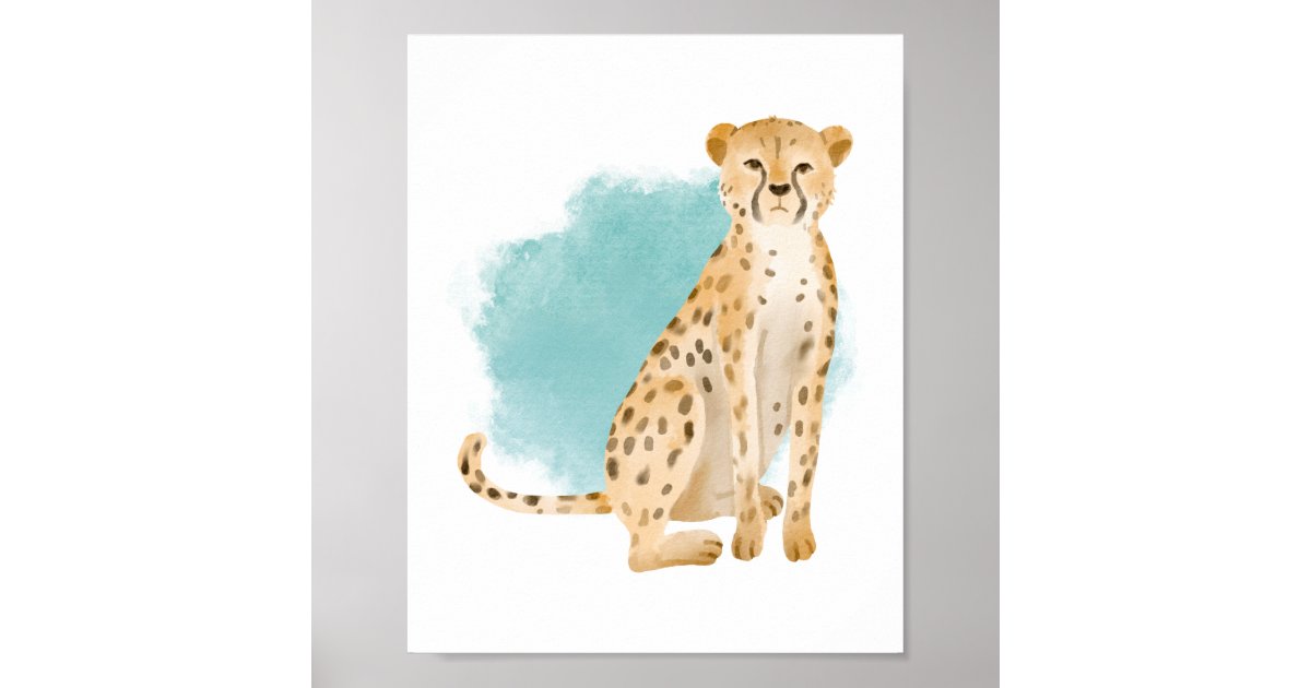 Watercolour Jungle Animal Jaguar Leopard Poster | Zazzle