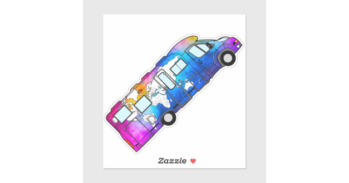 watercolour world map RV - STICKER | Zazzle