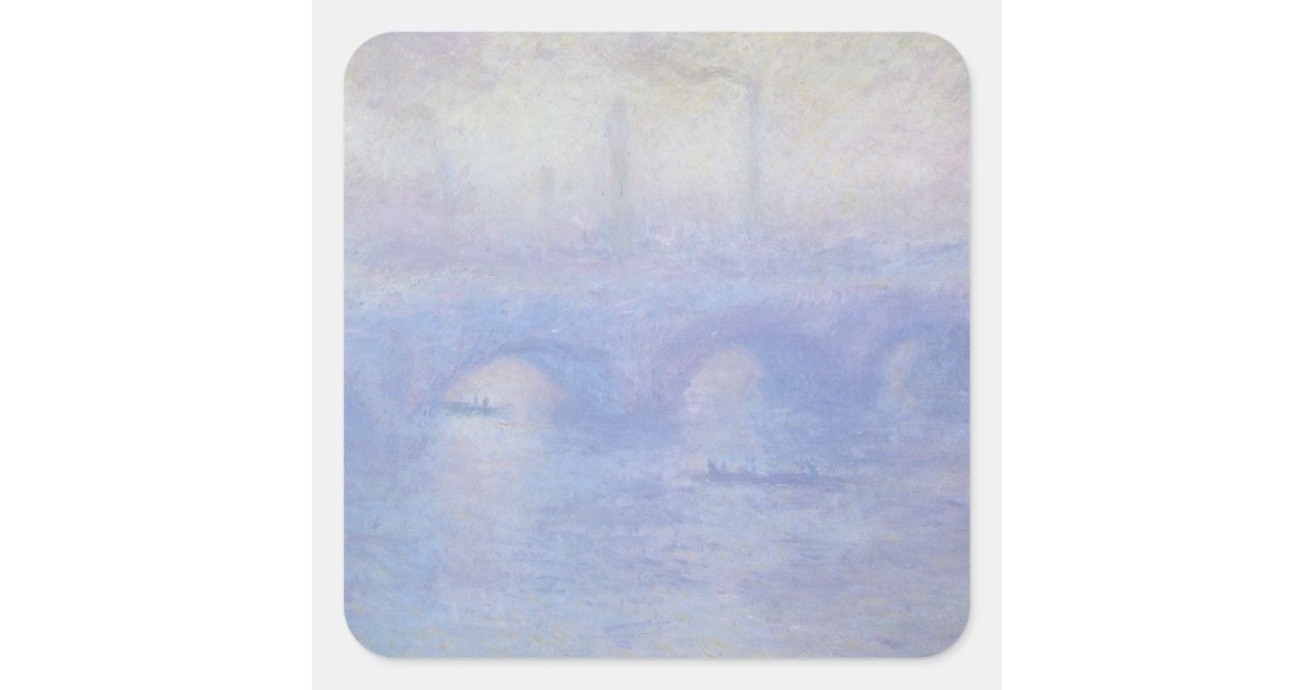 Waterloo Bridge, Mist Effect by Claude Monet Square Sticker | Zazzle