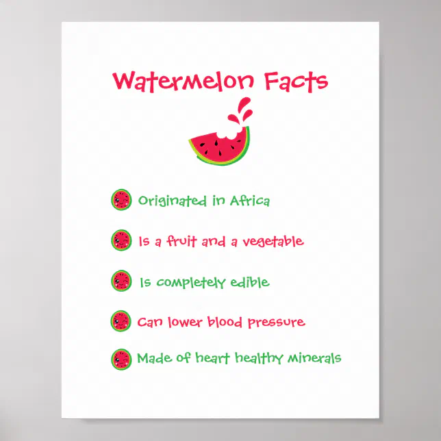 Watermelon Facts Poster | Zazzle