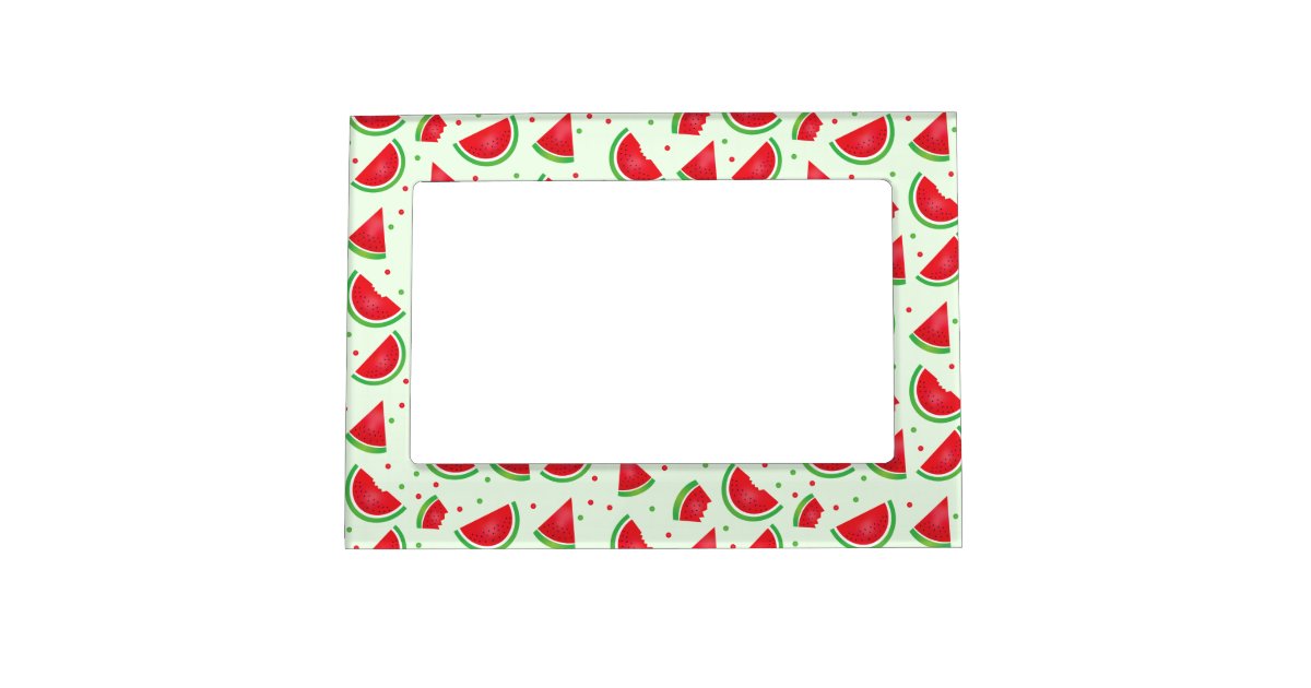 Watermelon Pattern Summertime Fun Melon Fruit Magnetic Frame | Zazzle