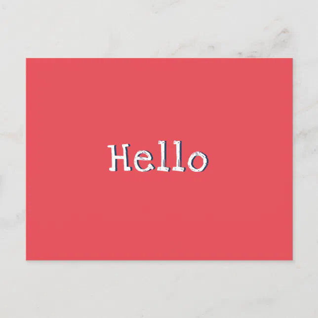 Watermelon Red Chic Modern Simple Hello Custom Postcard | Zazzle