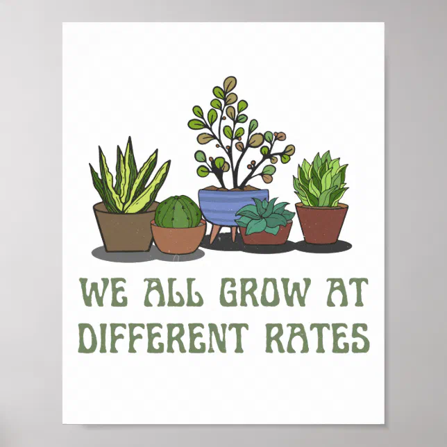 we all grow at different rates preschool teacher poster | Zazzle