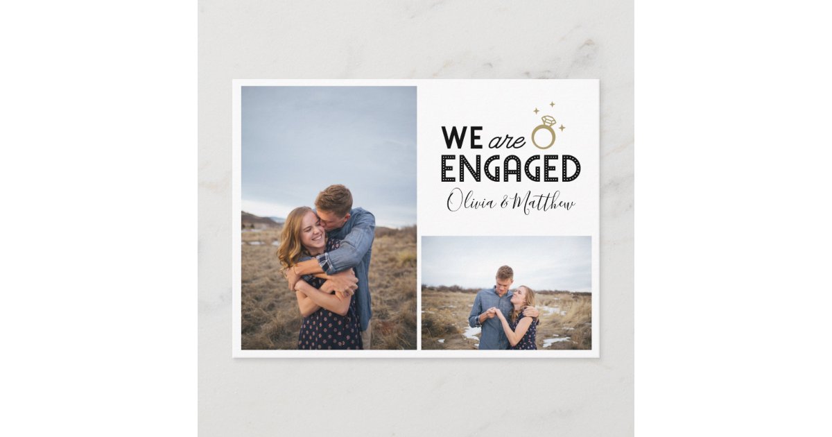 We Are Engaged Photo Engagement Announcement Postcard | Zazzle