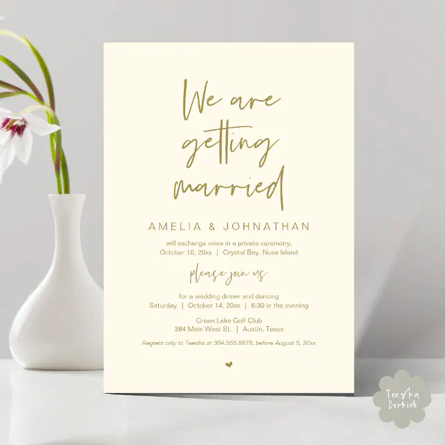 We are getting married, Elopement Dinner Dancing Invitation | Zazzle