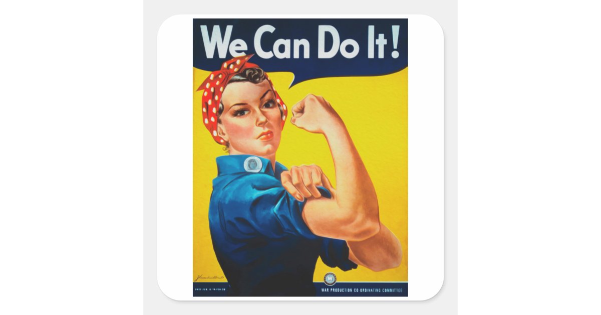 We Can Do It Square Sticker | Zazzle