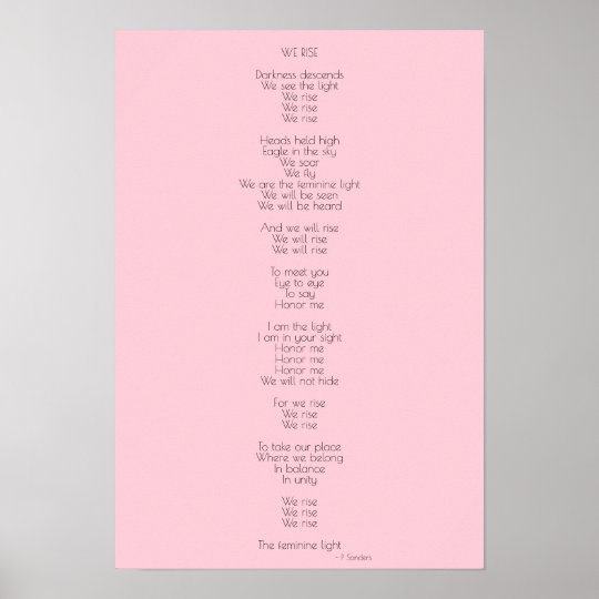 We Rise Poem Poster | Zazzle.co.uk
