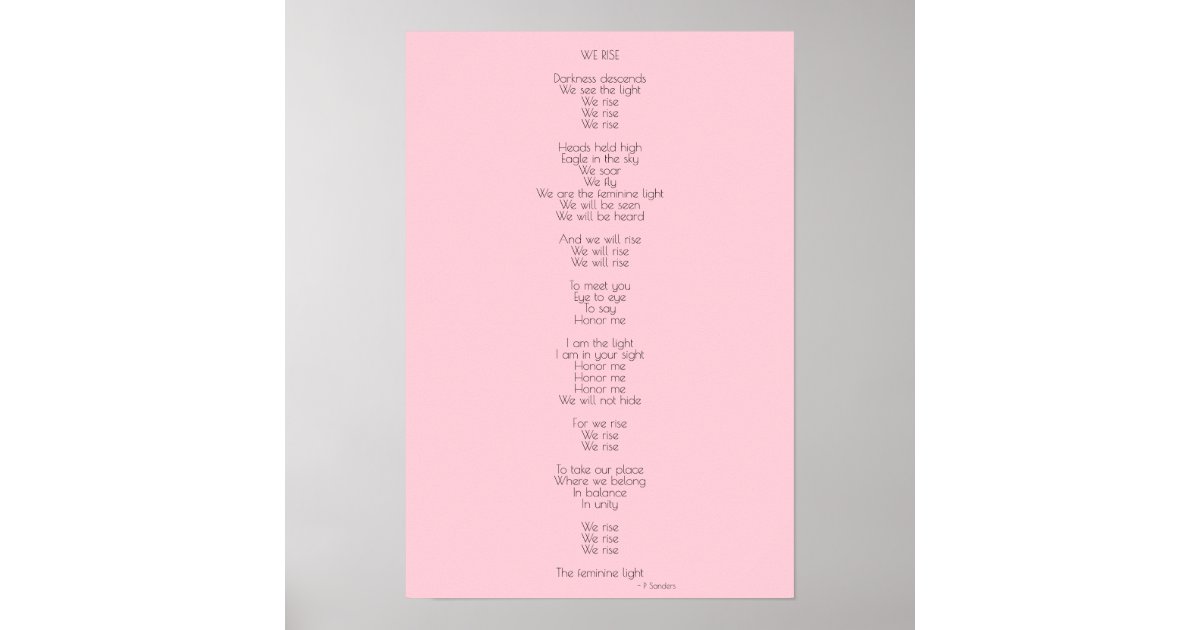 We Rise Poem Poster | Zazzle