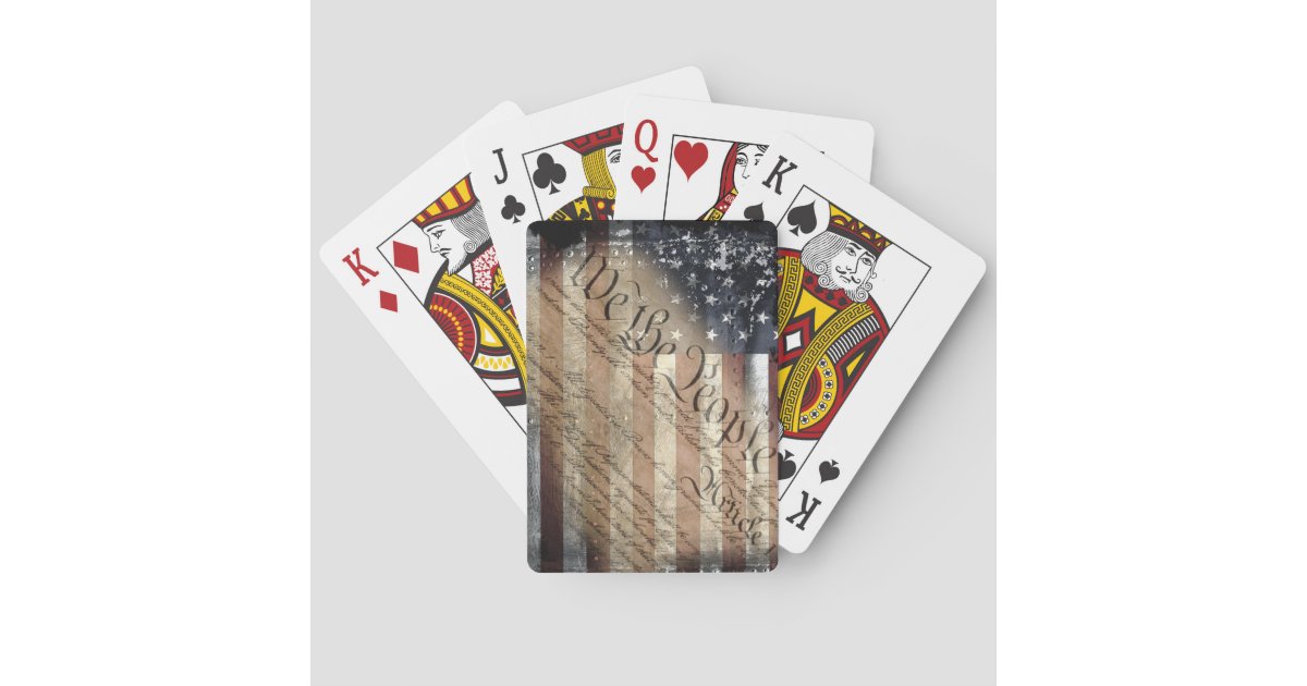 WE THE PEOPLE Vintage American Flag Playing Cards | Zazzle