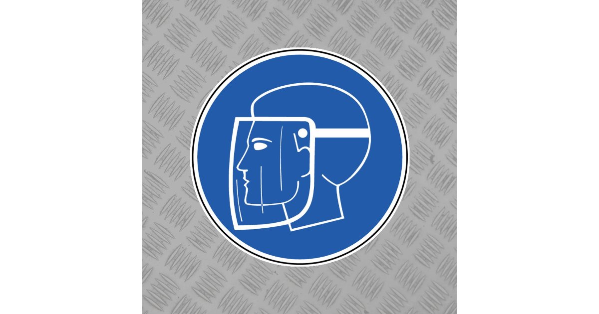 Wear Face Shield Hazard Symbol Label | Zazzle