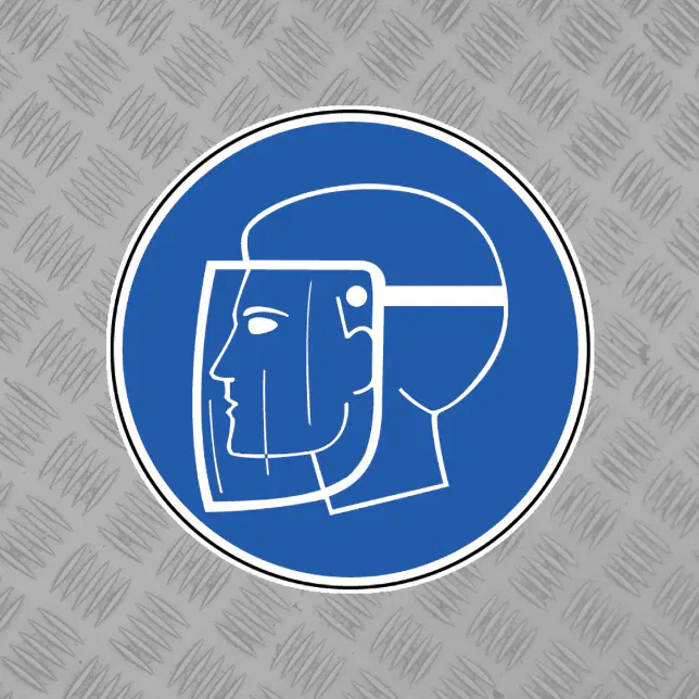 Wear Face Shield Hazard Symbol Label | Zazzle