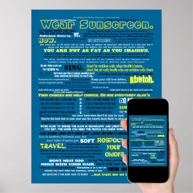 Wear Sunscreen Poster | Zazzle