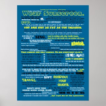 Wear Sunscreen Poster | Zazzle