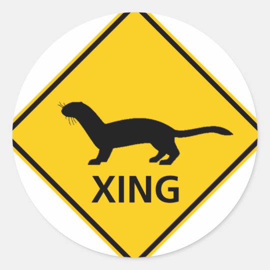 Weasel / Ferret Crossing Highway Sign Classic Round Sticker | Zazzle.co.uk