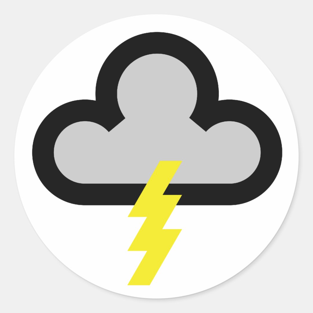 Weather Lightning Flash Symbol Classic Round Sticker | Zazzle