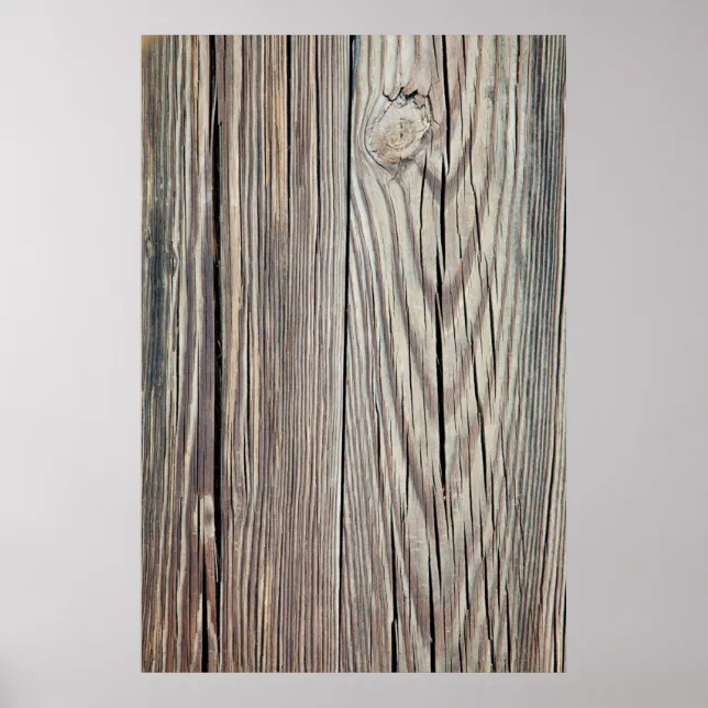 Weathered Wood Grain Plank Background Template Poster | Zazzle