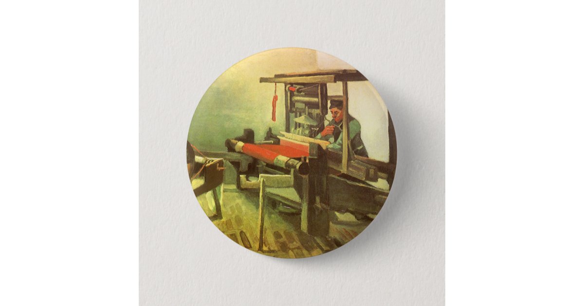 Weaver Facing Left Spinning Wheel Vincent van Gogh 6 Cm Round Badge ...