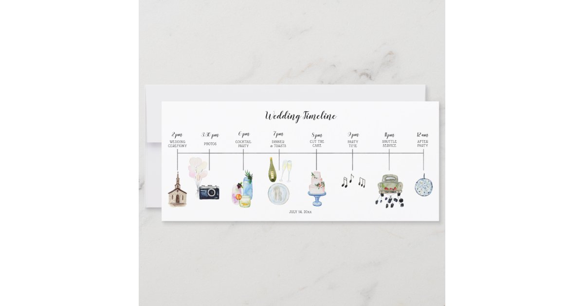 Wedding Day Event Timeline Program Invitation | Zazzle