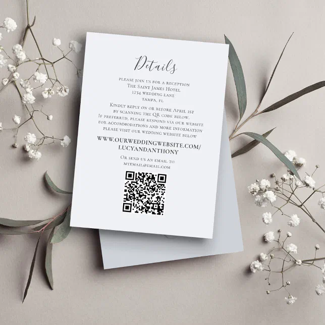Wedding Elegant Minimalist Details QR Code Website Enclosure Card | Zazzle