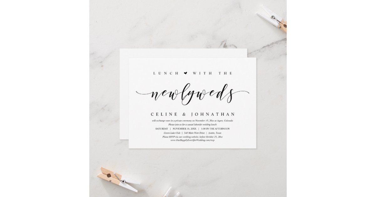 Wedding Elopement, Lunch With Newlyweds Invitation | Zazzle
