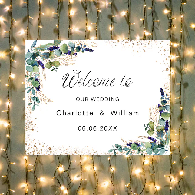 Wedding eucalyptus greenery elegant welcome poster | Zazzle