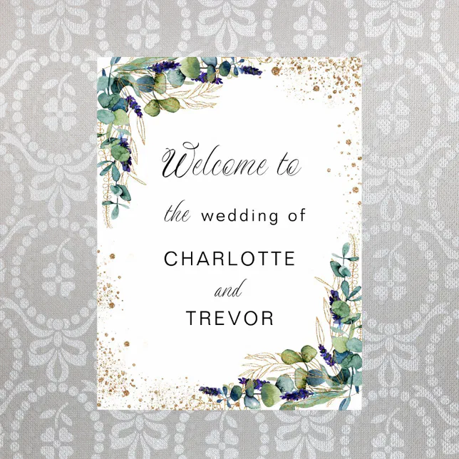 Wedding eucalyptus greenery elegant welcome poster | Zazzle