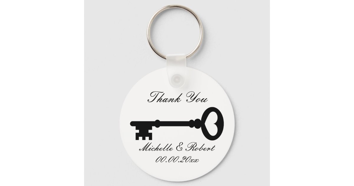 Wedding favour thank you keychains with vintage ke | Zazzle