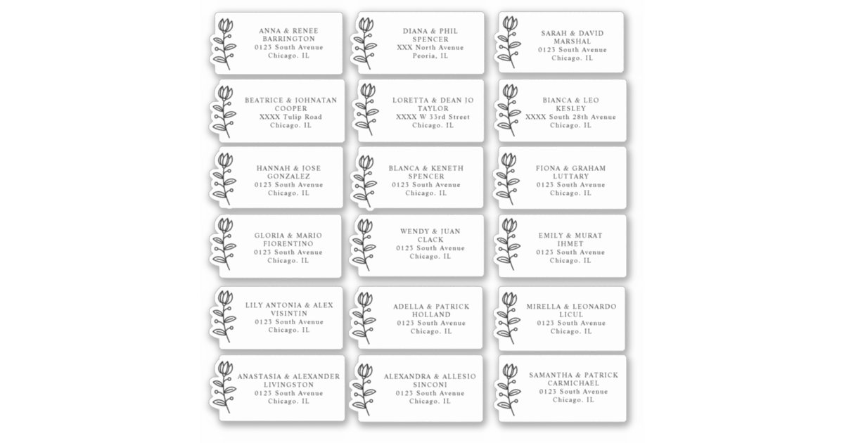 Wedding guest Address labels Cut Vinyl Sticker | Zazzle