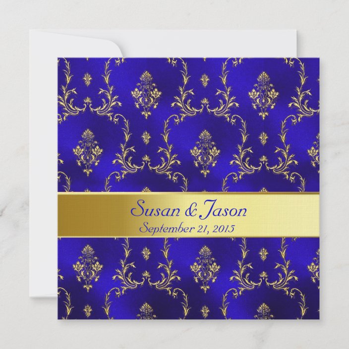 Wedding Invitation--Blue & Gold Invitation | Zazzle.co.uk
