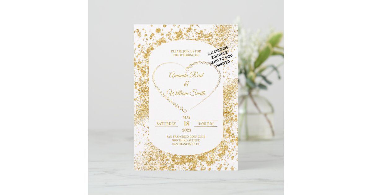 Wedding invitation Elegant Gold wedding invitation | Zazzle