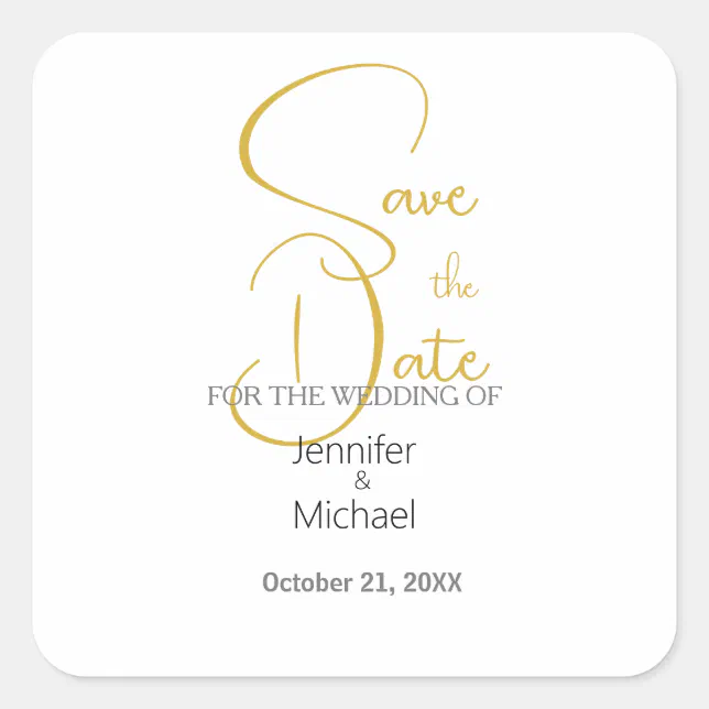 Wedding Modern Minimalist Plain Calligraphy Square Sticker | Zazzle