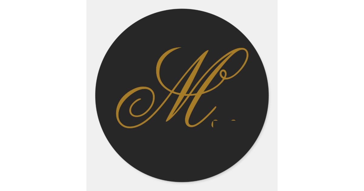 Wedding Monogram M Gold & Black Seal Sticker | Zazzle