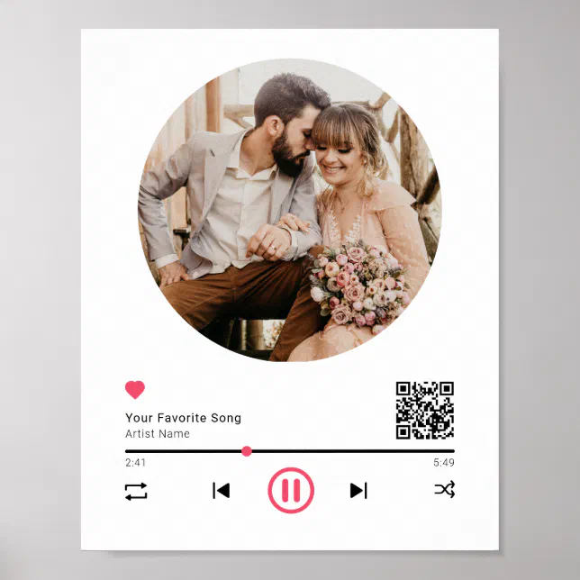 Wedding Music QR Code Couple Anniversary Photo Poster | Zazzle