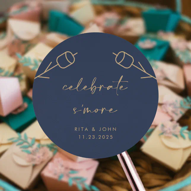 Wedding Party Favour S'more Classic Round Sticker | Zazzle