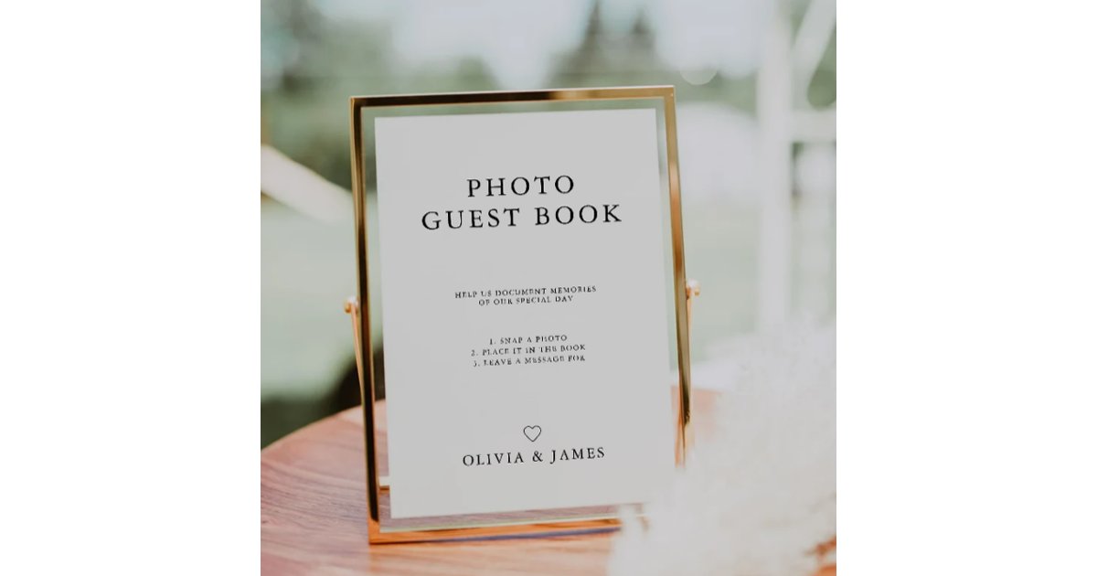 Wedding Photo Guestbook Sign Template, Invitation | Zazzle