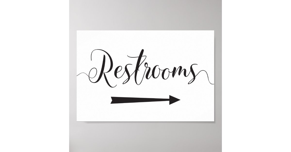 Wedding Restrooms Sign Directions Right Arrow | Zazzle