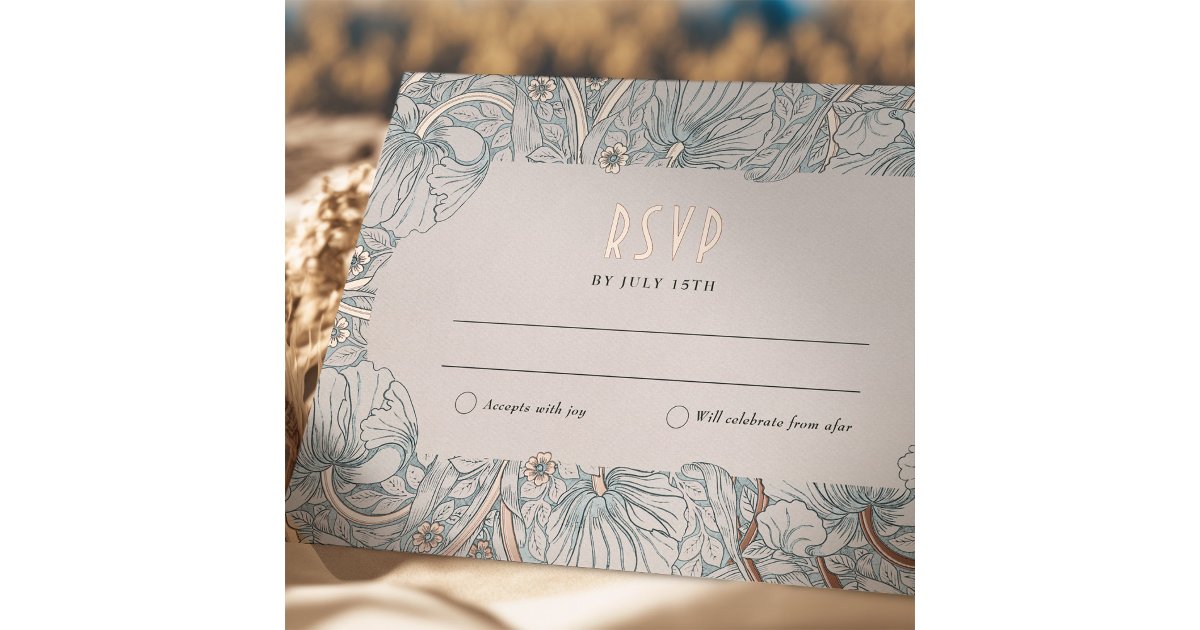 Wedding RSVP Insert Victorian Pimpernel Foil Invitation Postcard | Zazzle