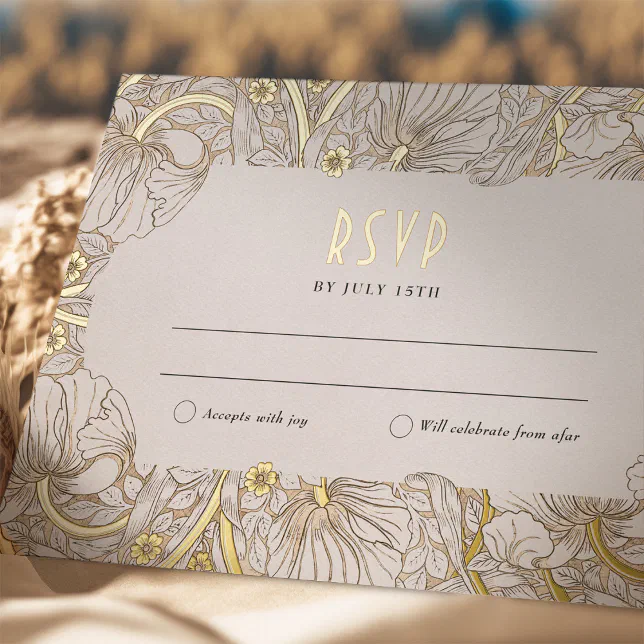 Wedding RSVP Insert Victorian Pimpernel Foil Invitation Postcard | Zazzle