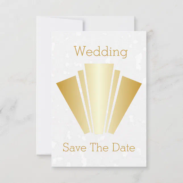 Wedding Save The Date Gold Art Deco Design Invitation | Zazzle