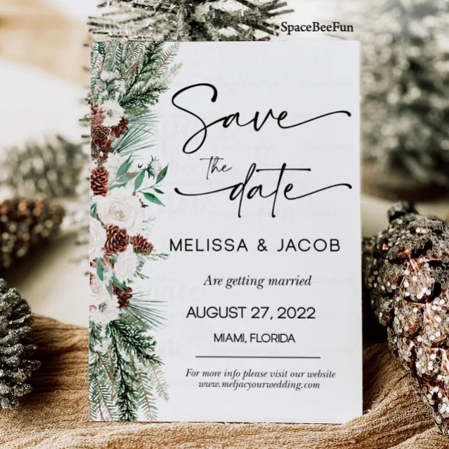 Wedding Save The Date Winter Vintage Classic minim Invitation | Zazzle