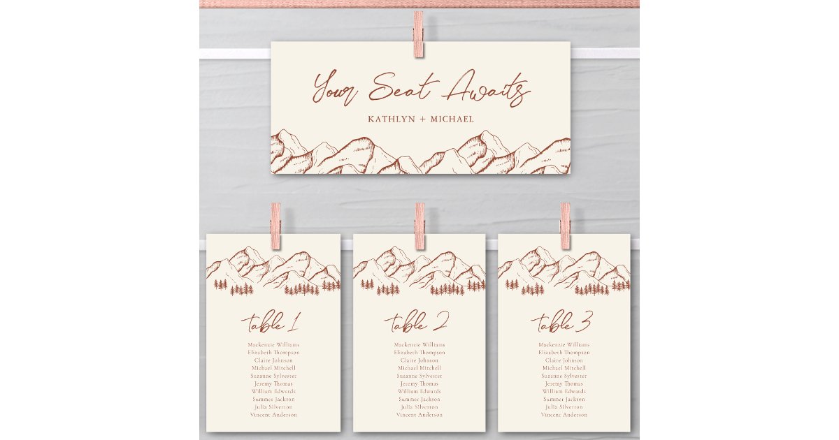 Wedding Seating Chart Header Mountain Outdoor Card | Zazzle