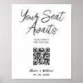 Wedding Seating Chart QR Code Elegant Script | Zazzle