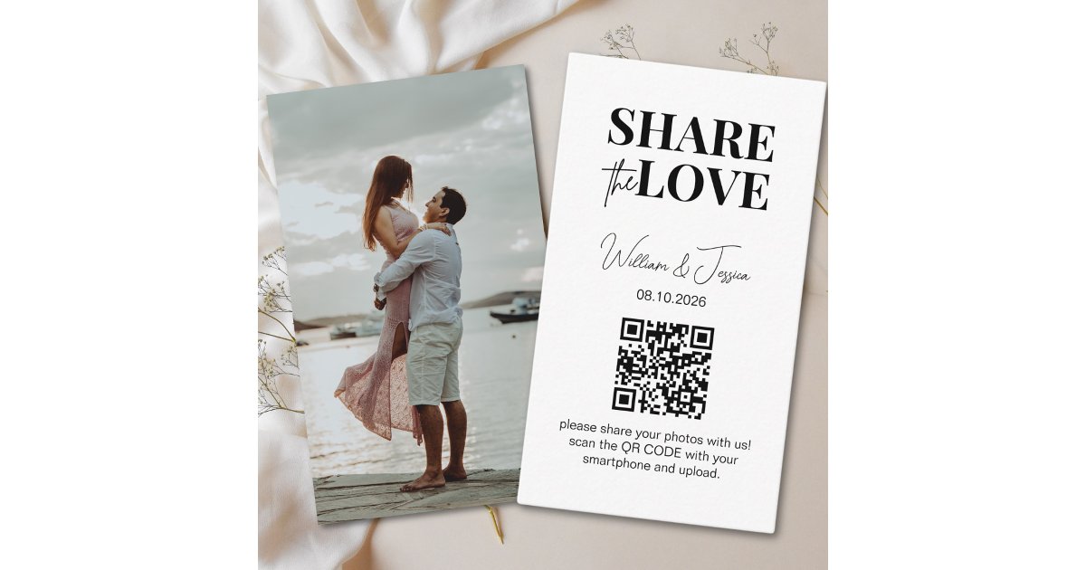 Wedding Share The Love | Photo Sharing QR Code Enclosure Card | Zazzle