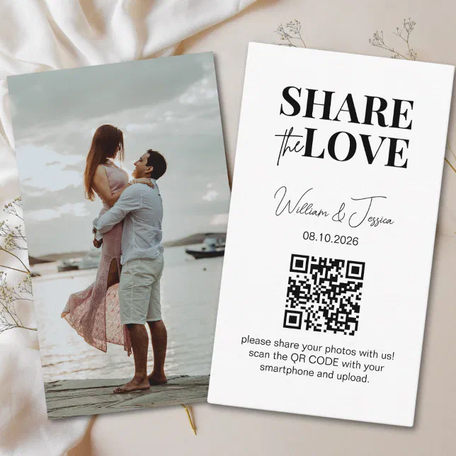 Wedding Share The Love | Photo Sharing QR Code Enclosure Card | Zazzle