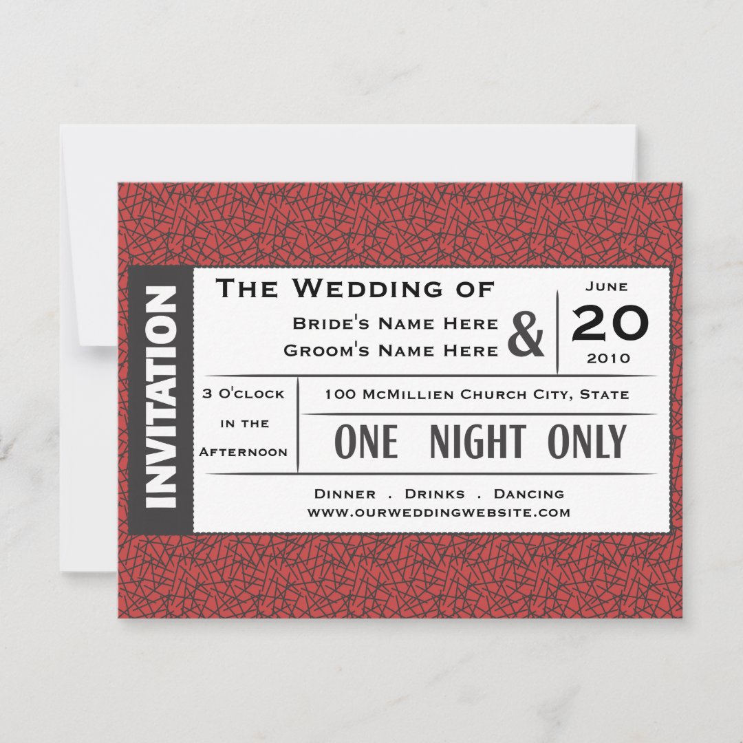 Wedding Ticket! Invitation | Zazzle