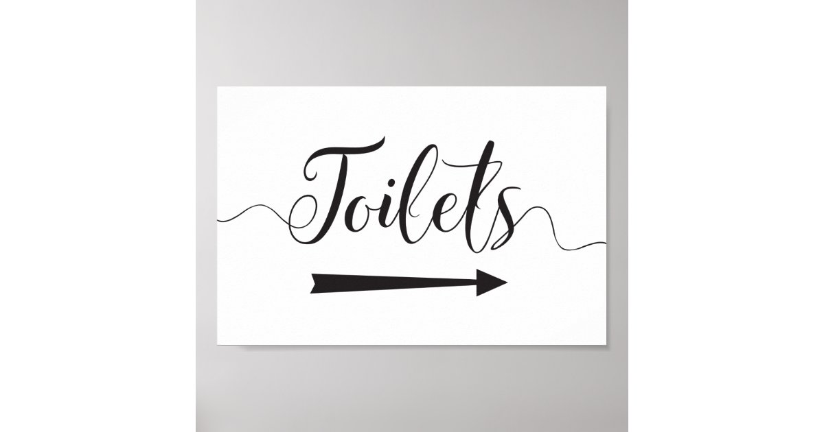 Wedding Toilets Sign Right Arrow Directions | Zazzle