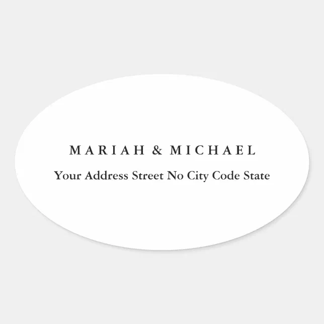 Wedding Trend Minimalist Professional Name Address Oval Sticker | Zazzle