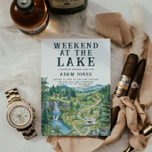 Weekend at the Lake | Bachelor Party Invitation | Zazzle